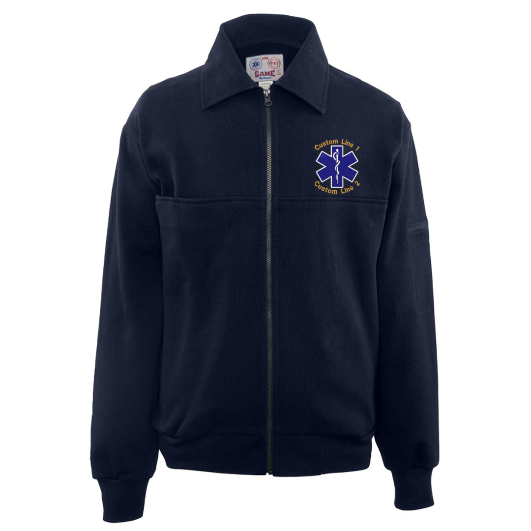 Customized Game Full Zip Job Shirt with Star of Life Embroidery ...