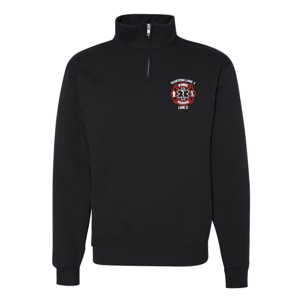 Customized Classic Quarter Zip Job Shirt with Fire Rescue Embroidery ...
