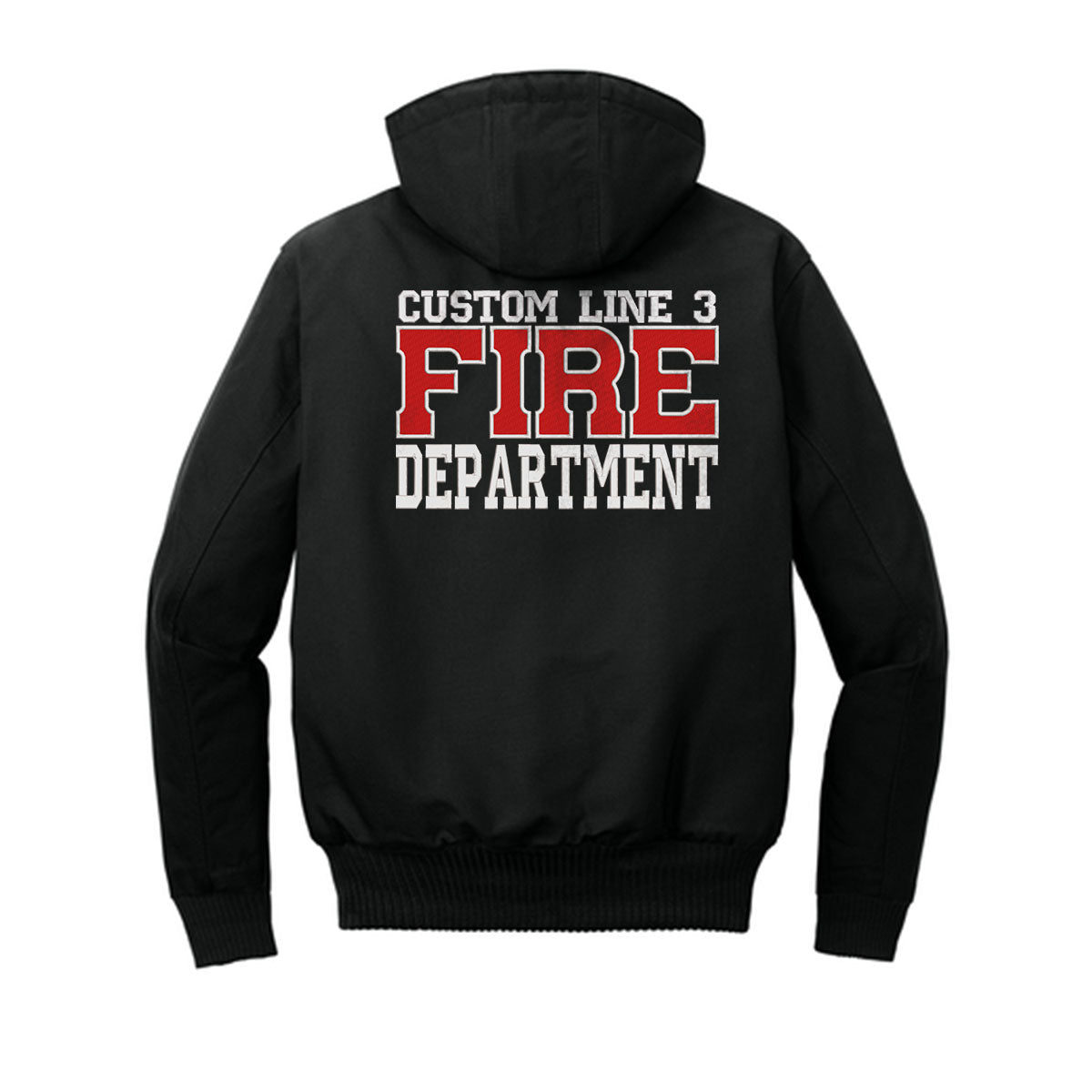 Customized Red and White Fire Department Carhartt® Quilted-Flannel Jac ...