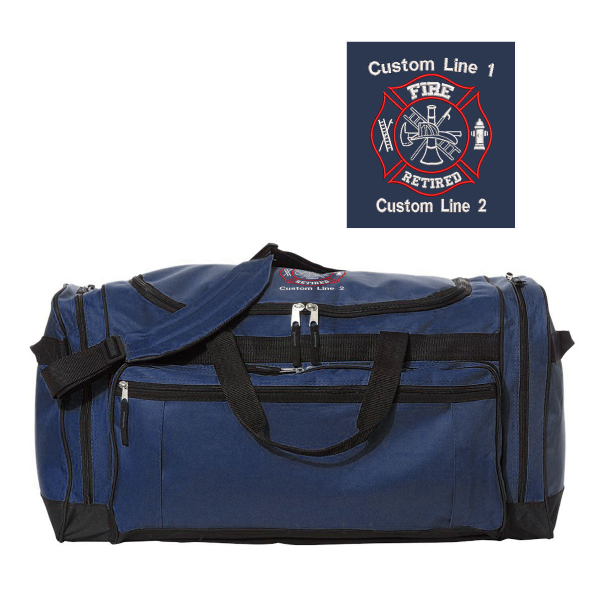 Customized 27" Large Duffel Bag with Fire Retired Embroidery ...