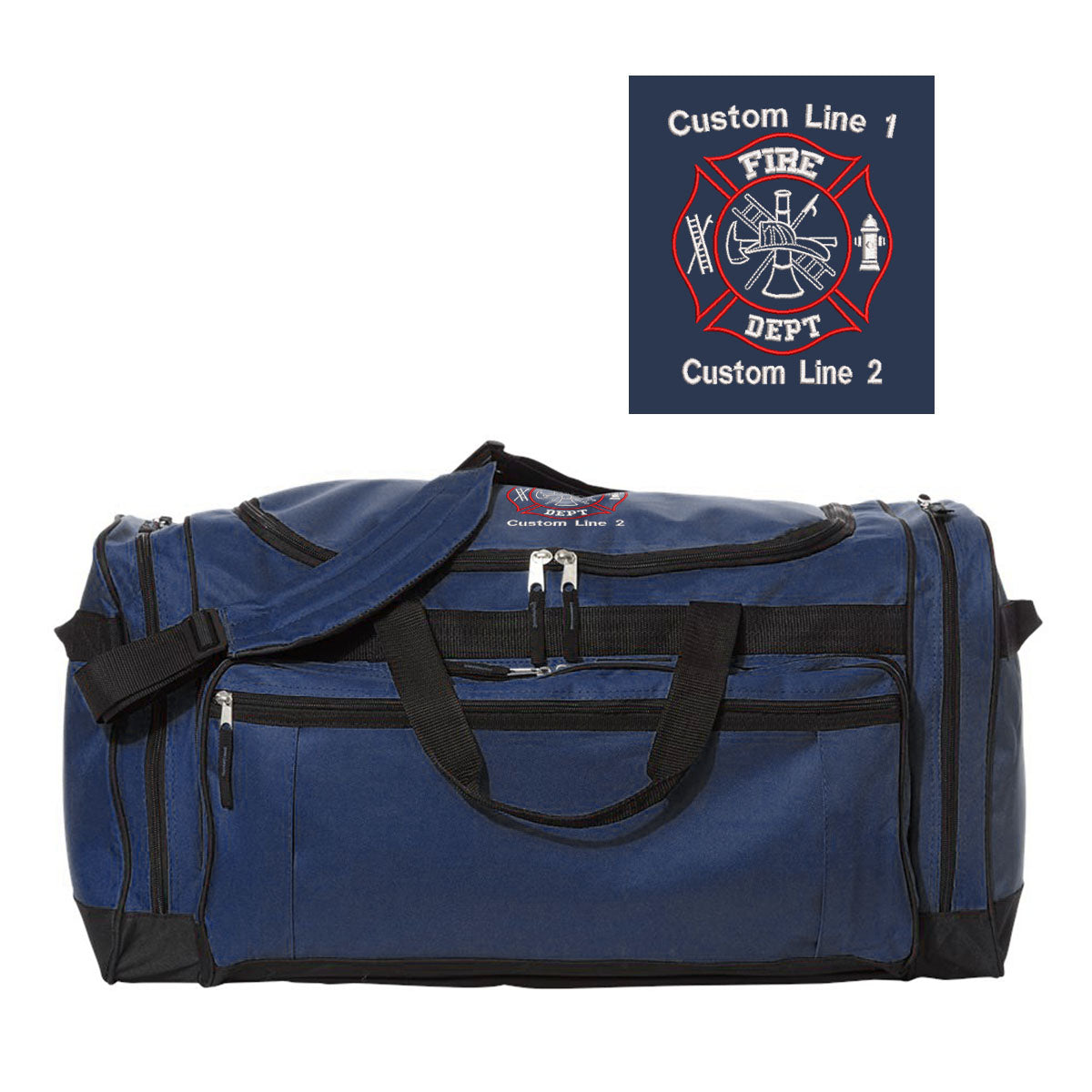 Customized 27" Large Duffel Bag with Fire Department Embroidery ...