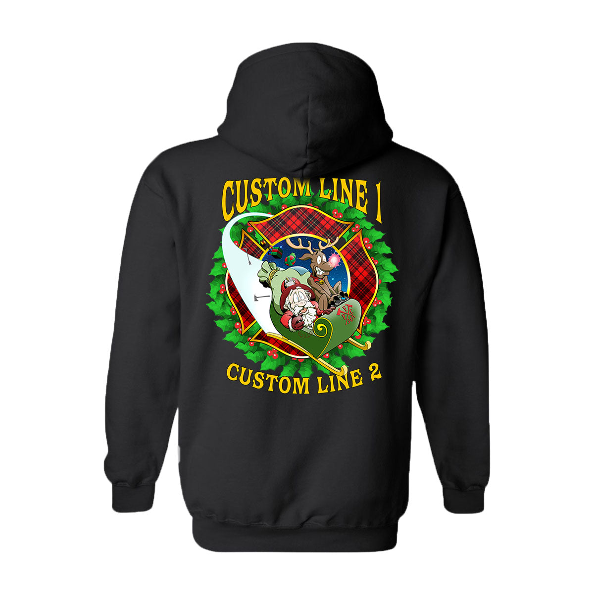 Customized Firefighter Christmas Wreath Plaid Maltese Premium Hoodie ...