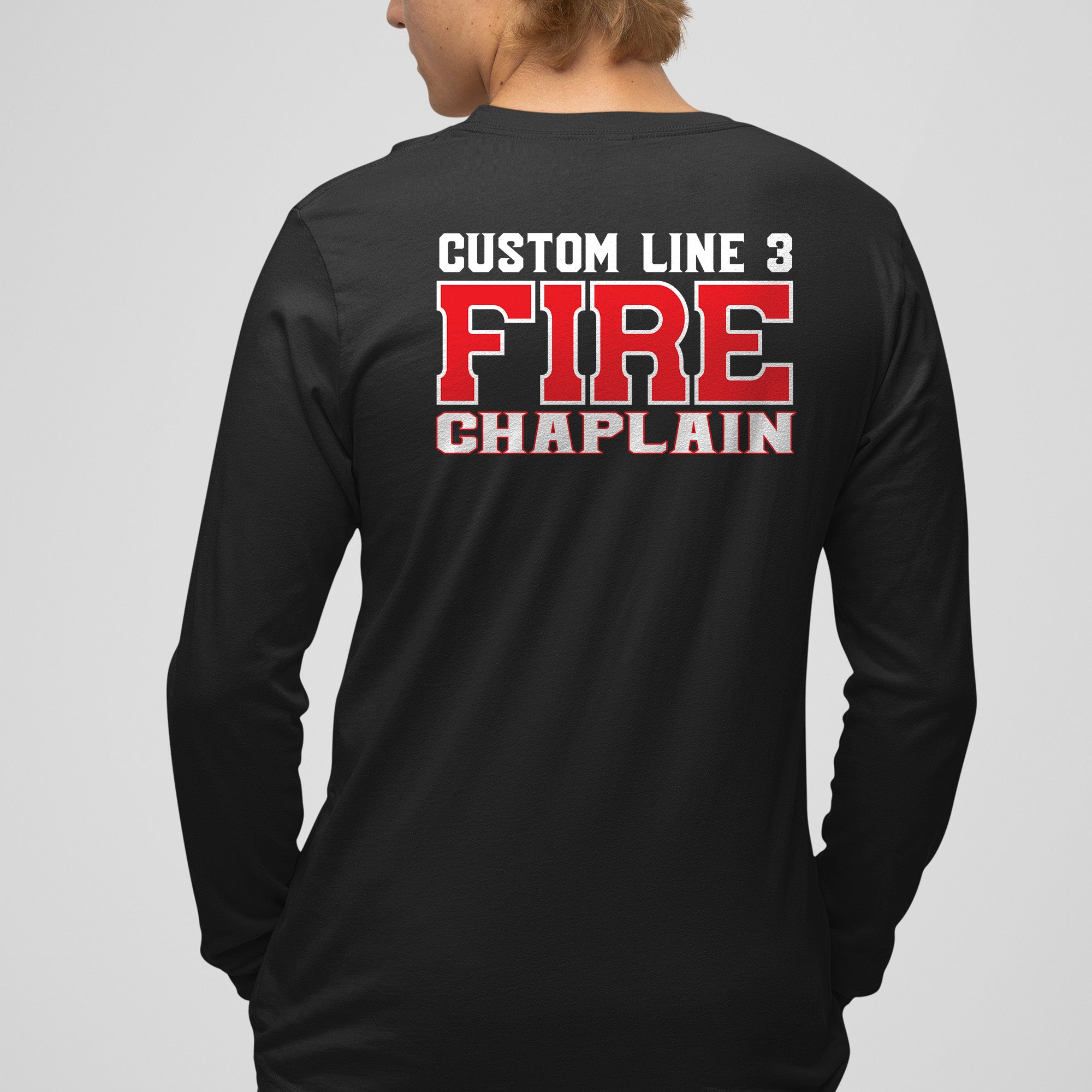 Customized Red and White Fire Chaplain Premium Long Sleeve Shirt ...