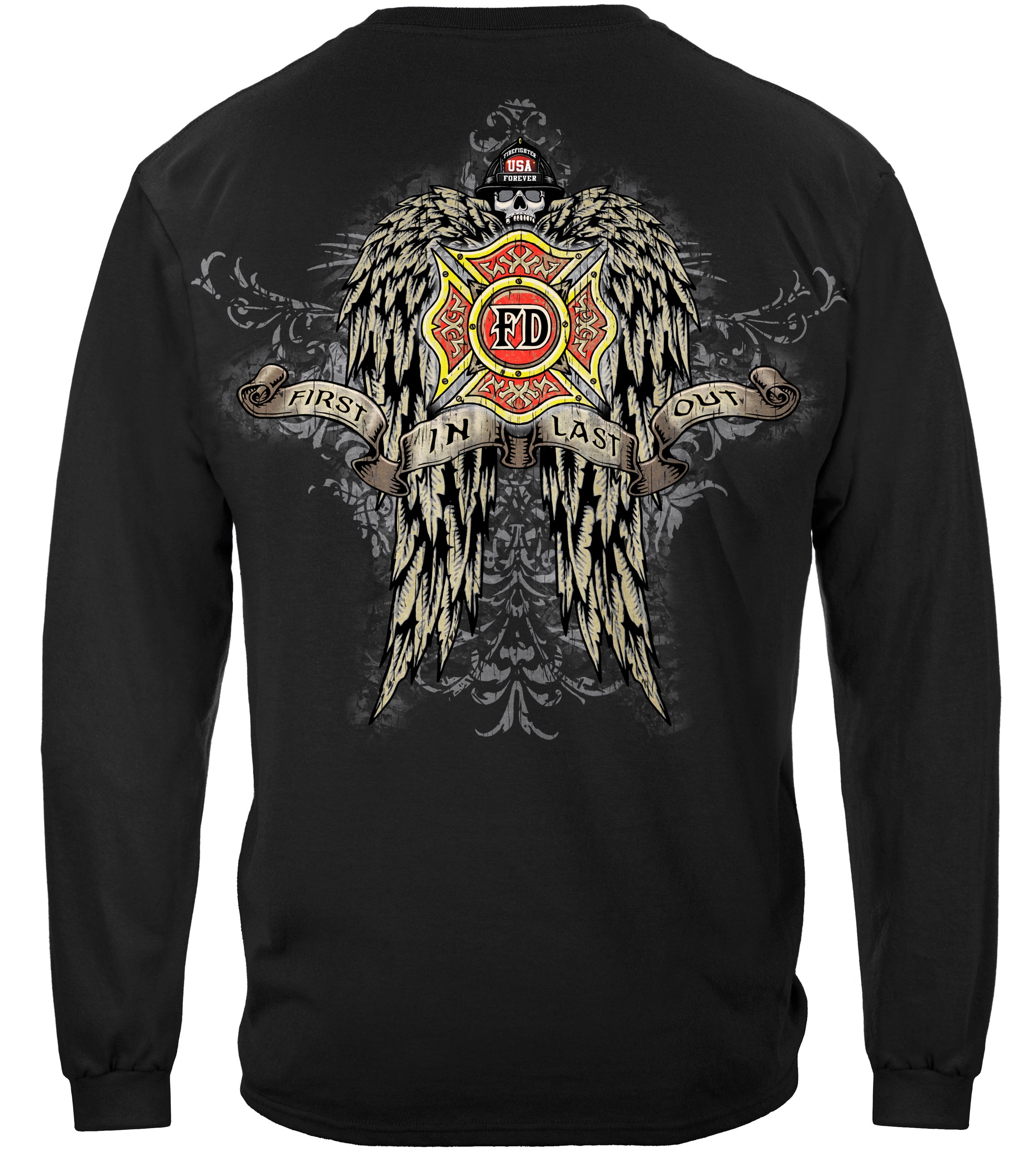 Firefighter Skull Wings Full Long Sleeves | Firefighter.com