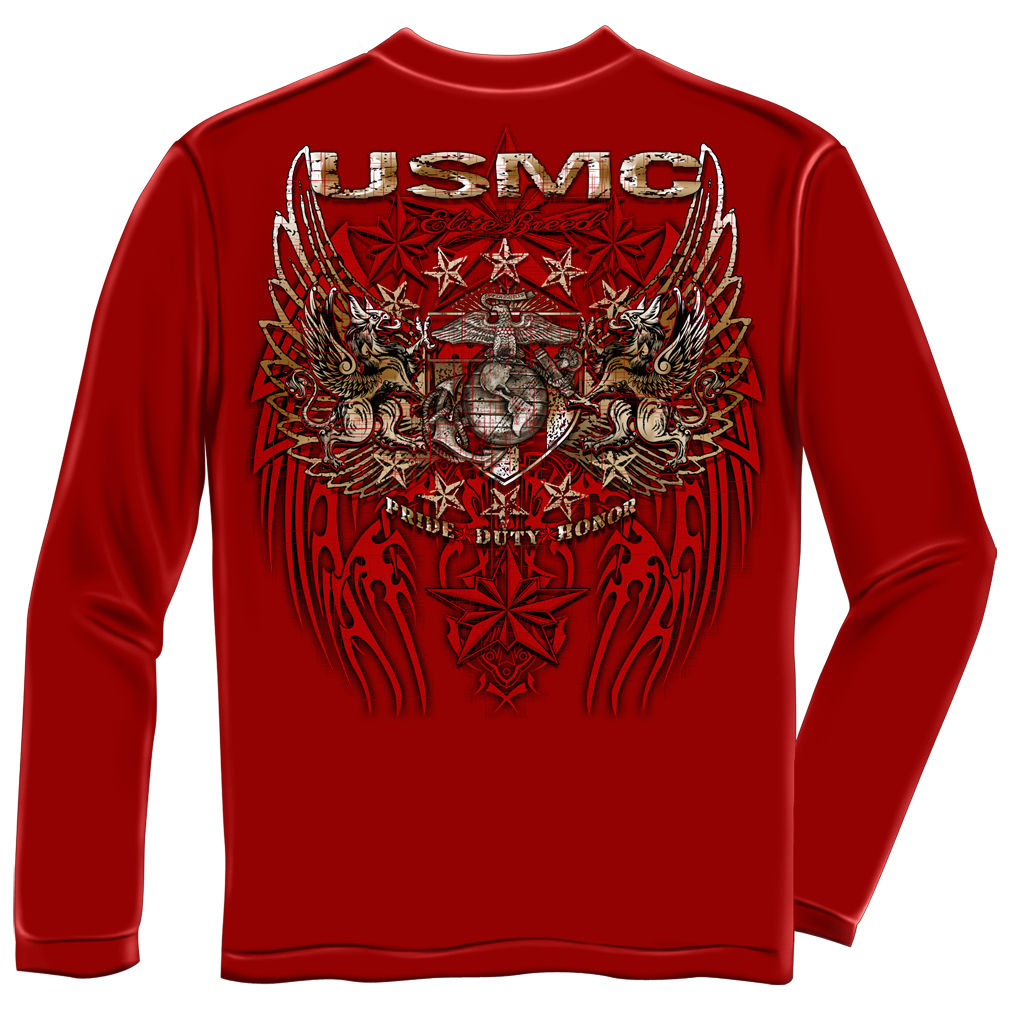 Long Sleeve USMC Pride Duty Honor Foil T-shirt | Firefighter.com