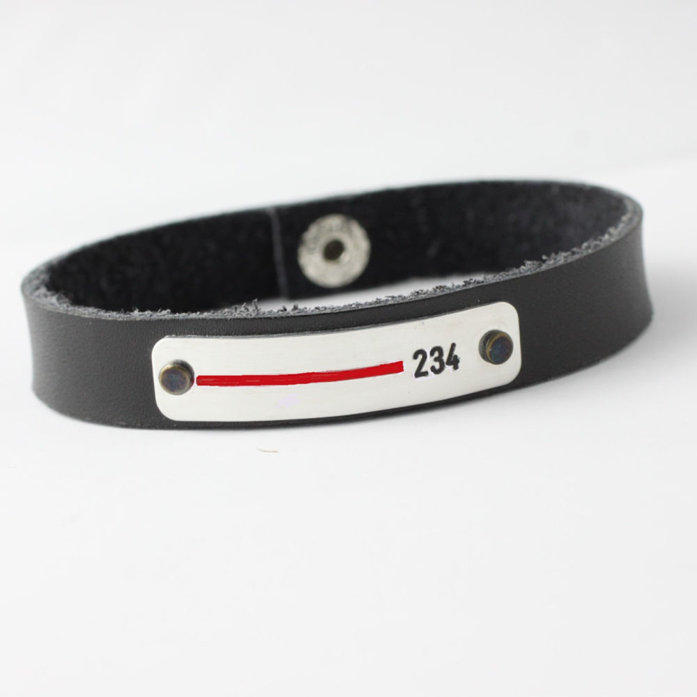 Thin Red Line Personalized Leather Bracelet – Firefighter.com